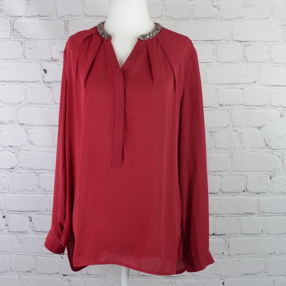 Violet & Claire | Tops | Violet Claire Bead Embellished Vneck Blouse ...